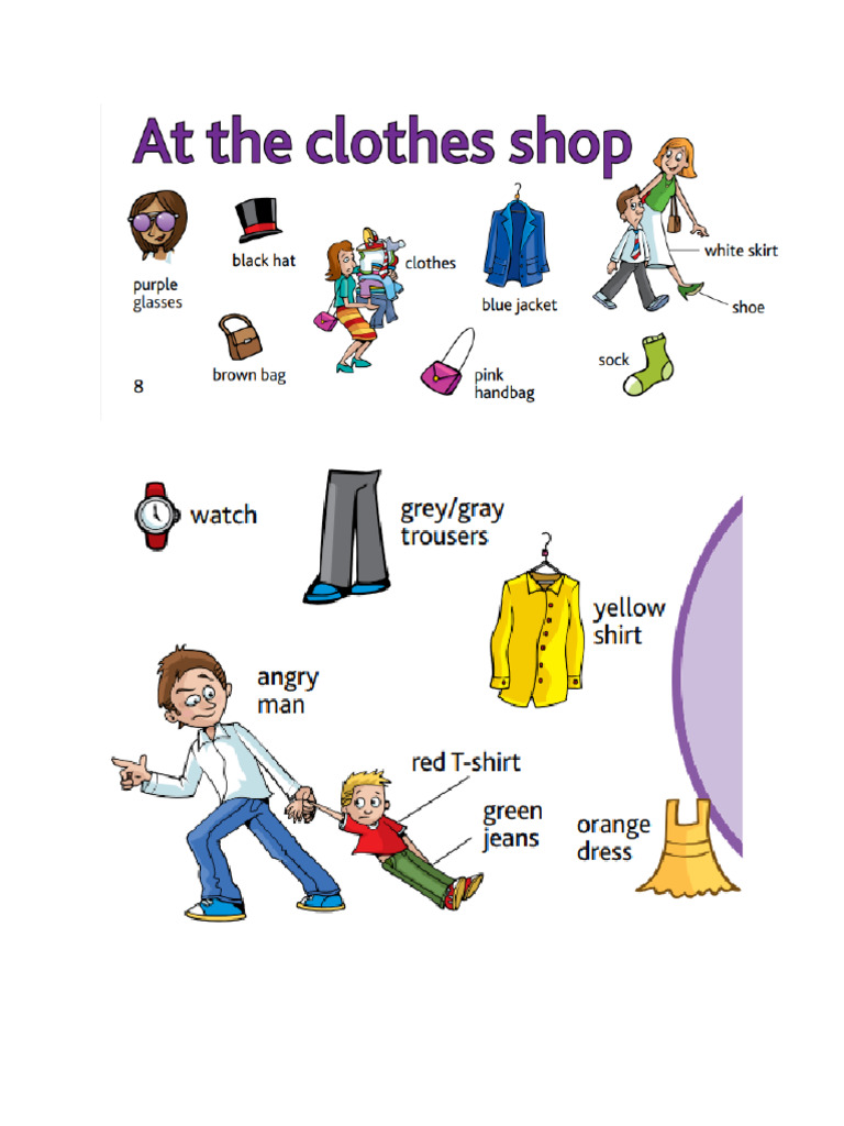 Starters vocabulary 3- At the clothes shop (1) | PDF