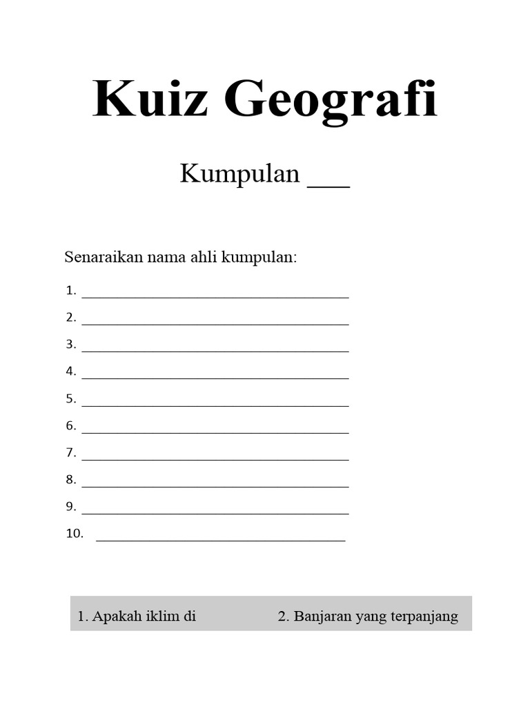 Kuiz Geografi | PDF
