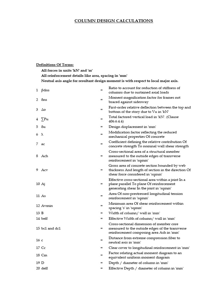 Column Calculations | PDF | Beam (Structure) | Bending