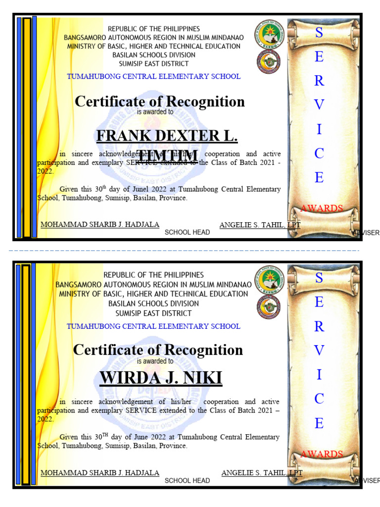 SERVICE Award Certificates EDITABLE - 114347 | PDF