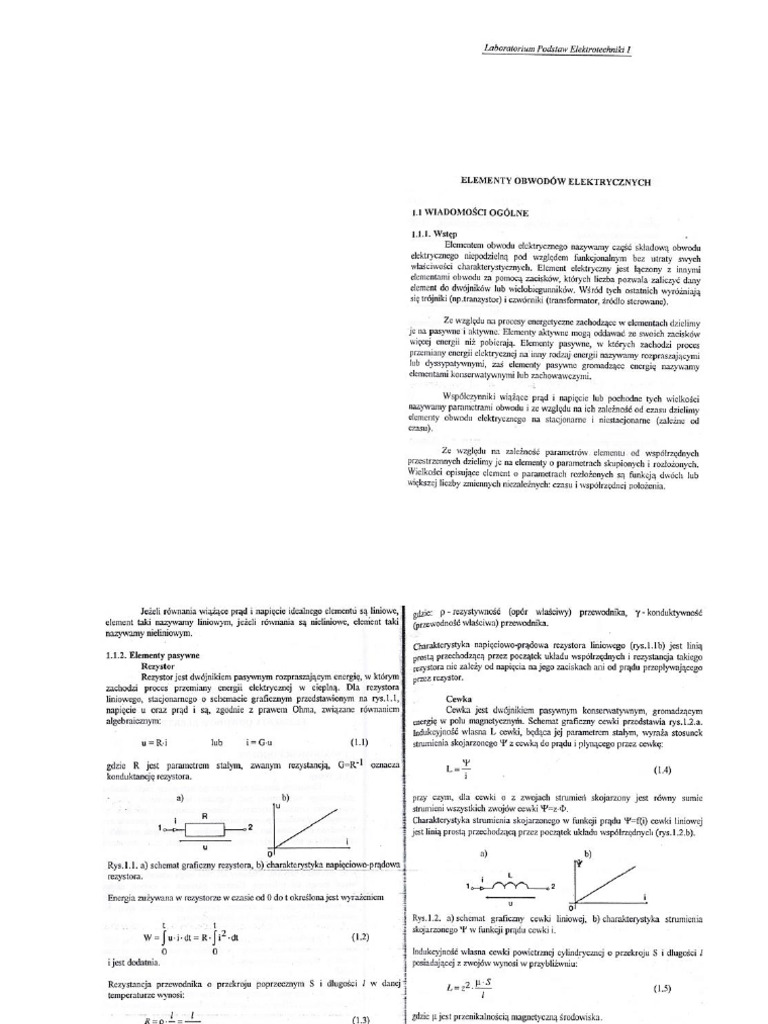 Wprowadzenie - Elementy Obwodów Elektrycznych | PDF