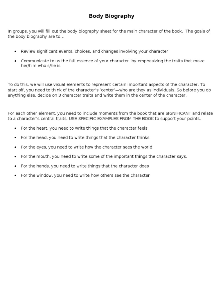 Body Biography Template | PDF