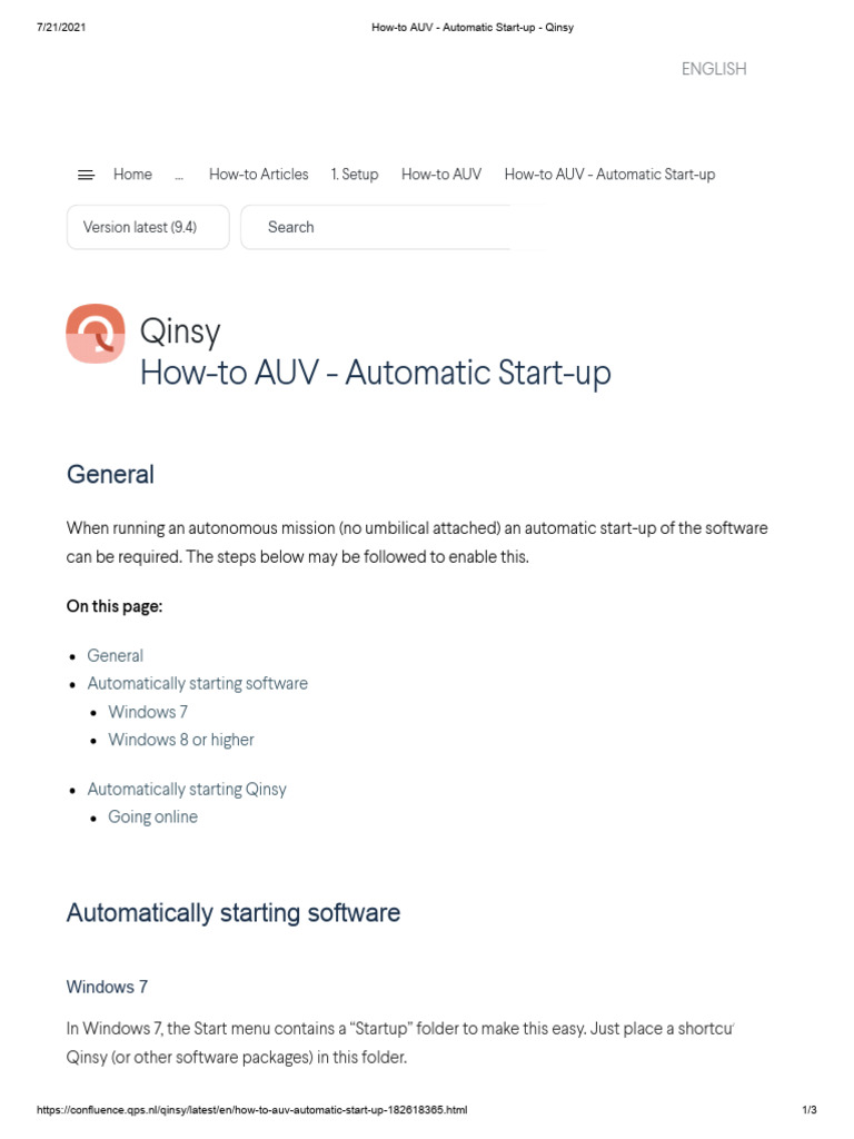 How-to AUV - Automatic Start-up - Qinsy | PDF | Windows 7 | Startup Company