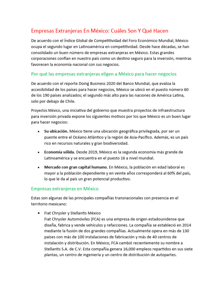 Empresas Extranjeras en México | Descargar gratis PDF | México ...