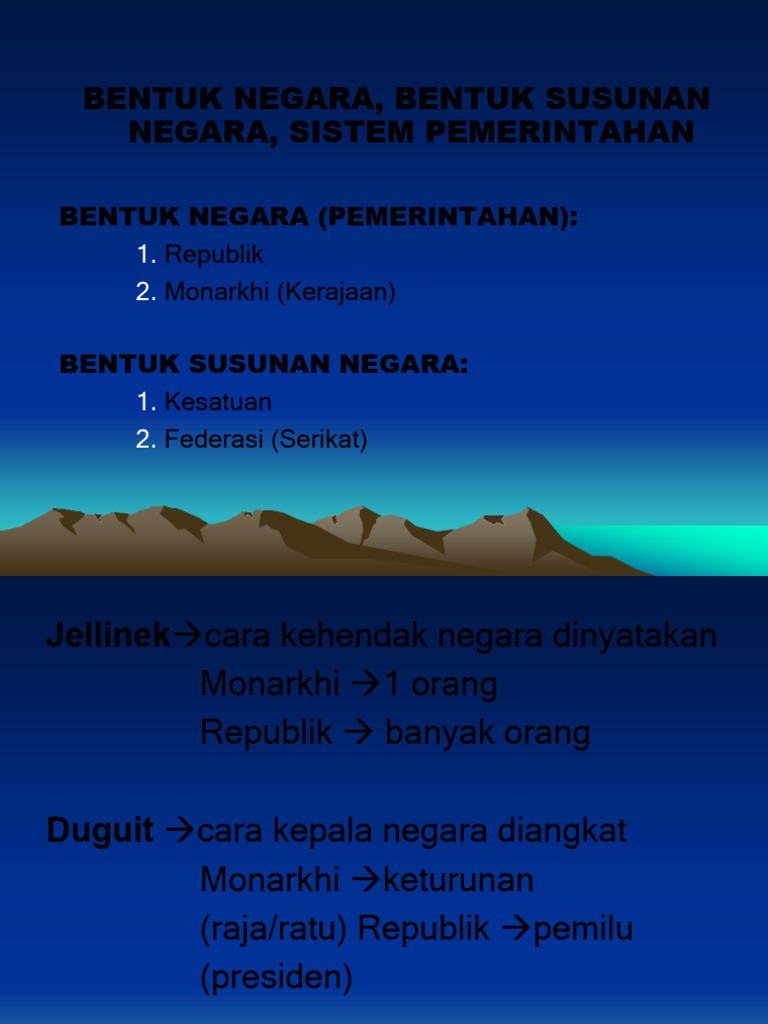 Bentuk Negara Susunan Negara Sistem Pemerintahan Pdf