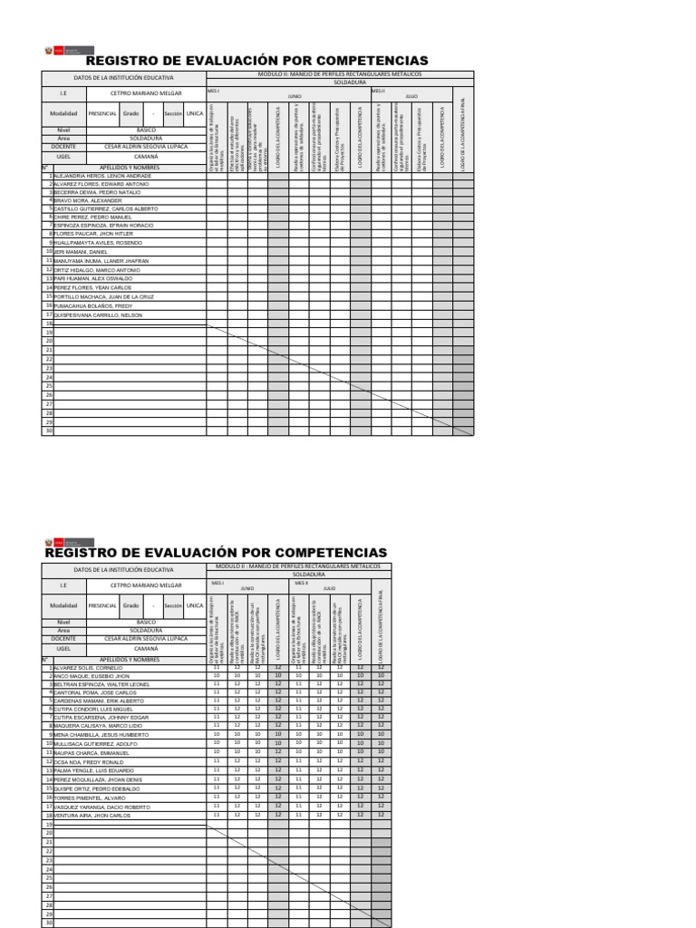 CETPRO - Registro DE EVALUACION | PDF