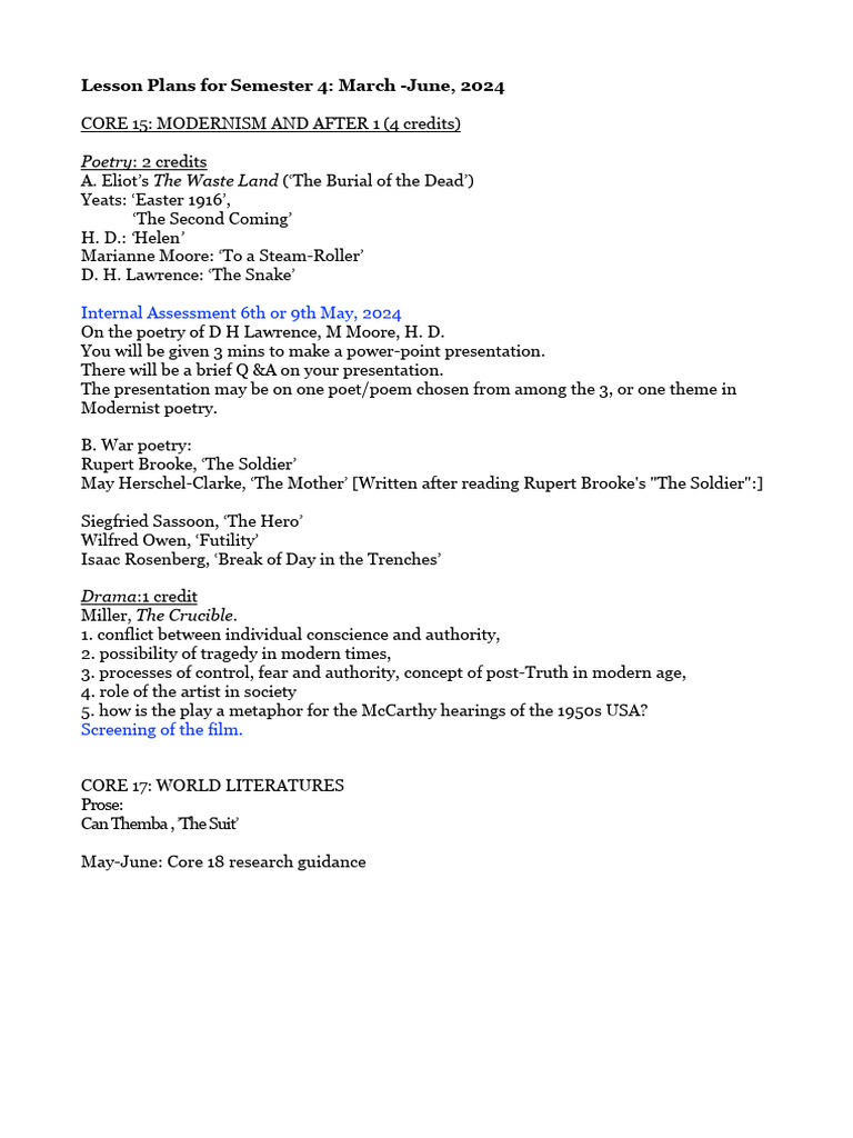 Lesson Plans - 2024 | PDF