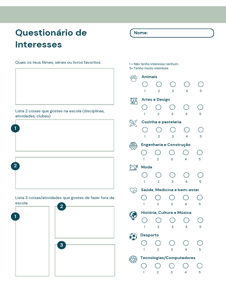 Blue and Mint Simple Student Interest Survey Worksheet - 20240121 ...