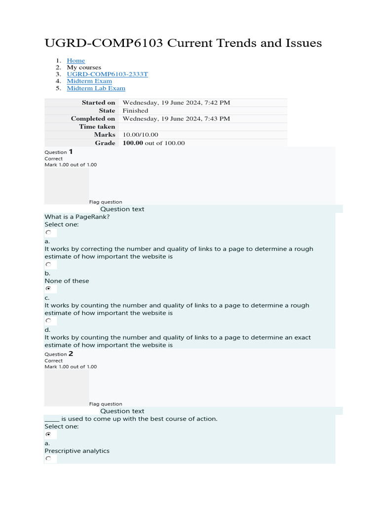 Current Trends and Issues Midterm Lab Exam Answers | PDF | Analytics ...