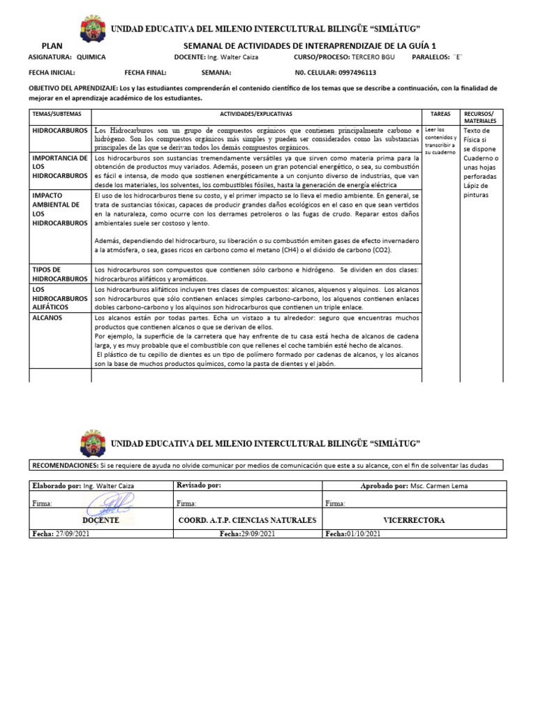 Quimica 1 | PDF | Hidrocarburos | Alcano