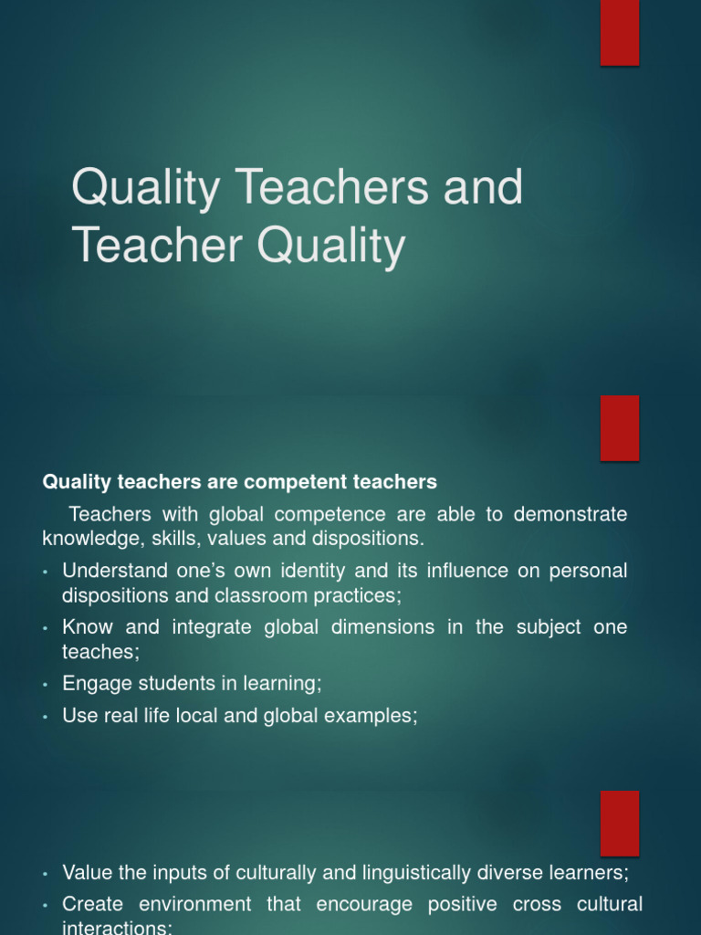 Quality Teachers and Teachers’ Quality | PDF | Teachers | Learning
