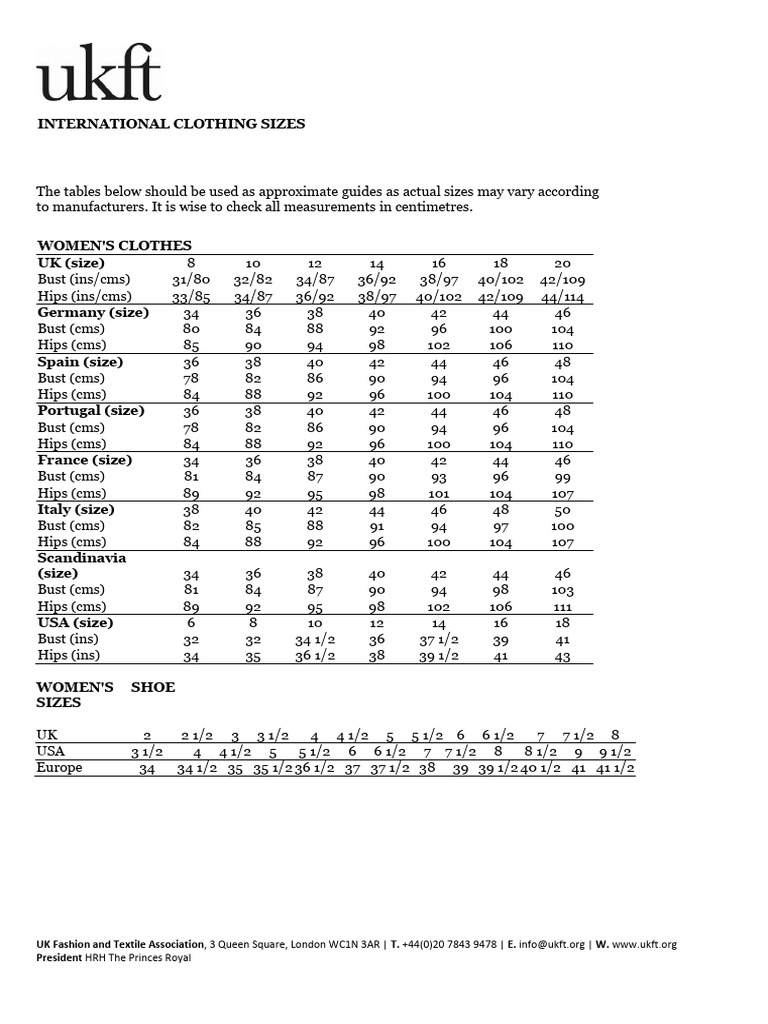 UKFT-International-Sizing-Chart | Download Free PDF | Consumer Goods ...