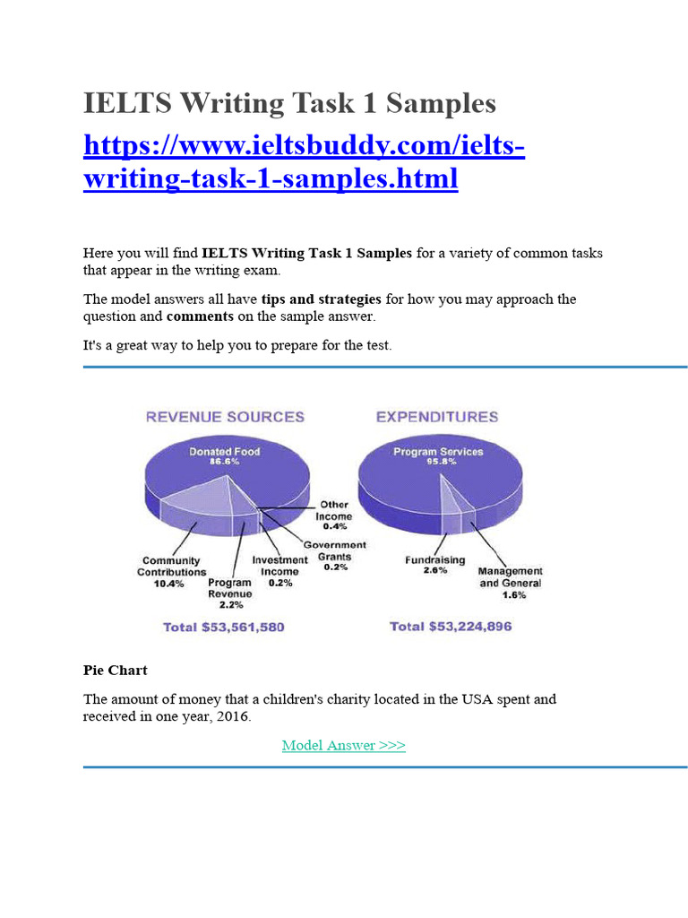 IELTS Writing Task 1 Samples | Download Free PDF | Pie Chart | International English Language ...