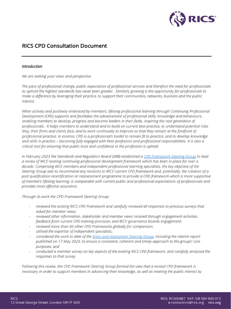 CPD Framework Consultation Document April 2024 | PDF | Professional Development | Learning