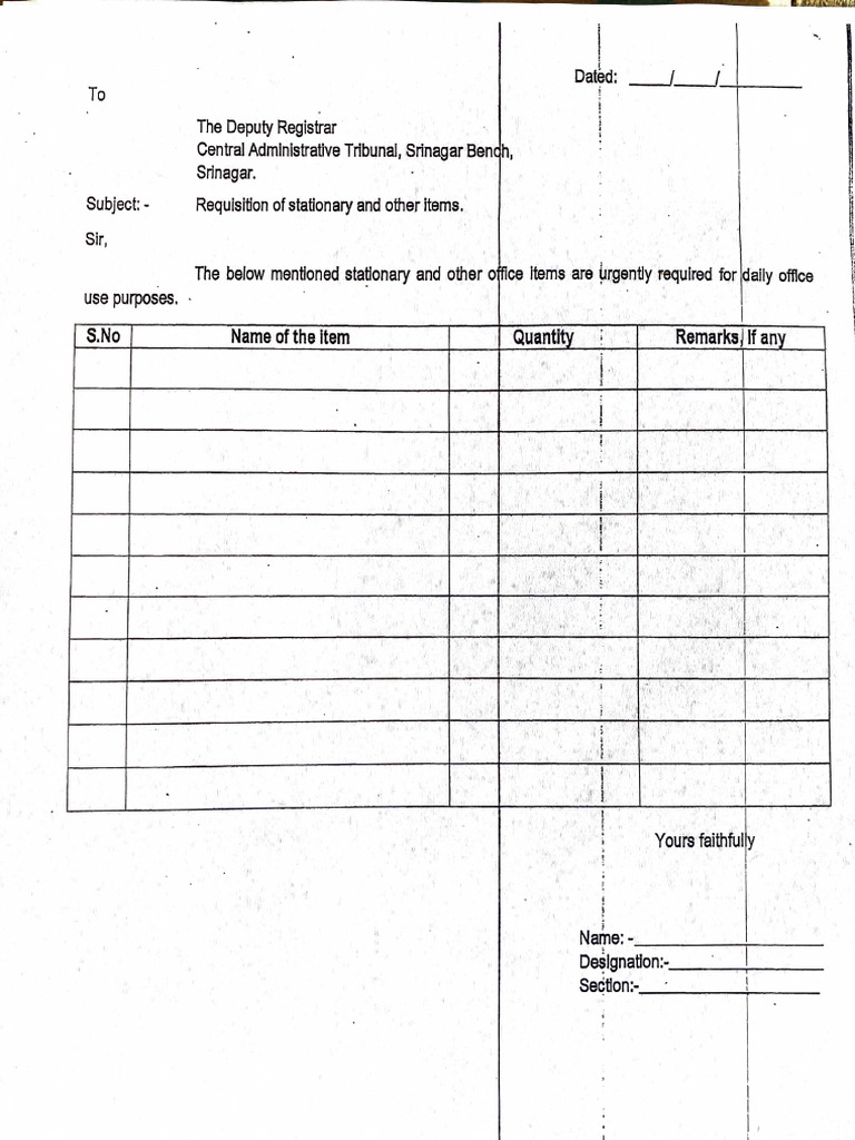 Requisation Form | PDF