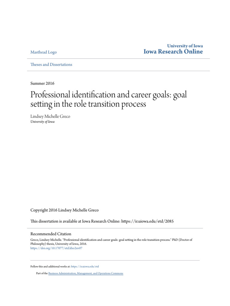 Career Goals and Professional Identity Transition | PDF | Goal ...