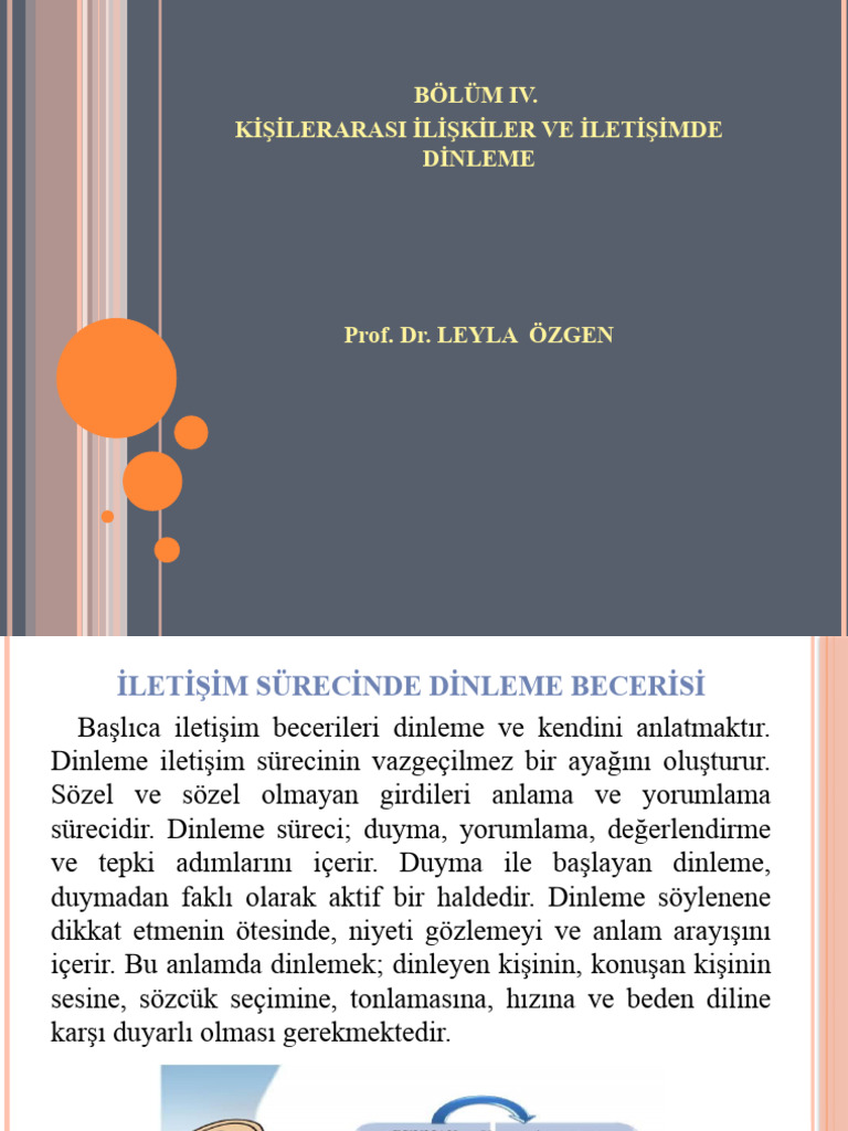 4 Bolum 4 Kisilerarasi Iliskiler Ve Iletisimde Dinleme | PDF