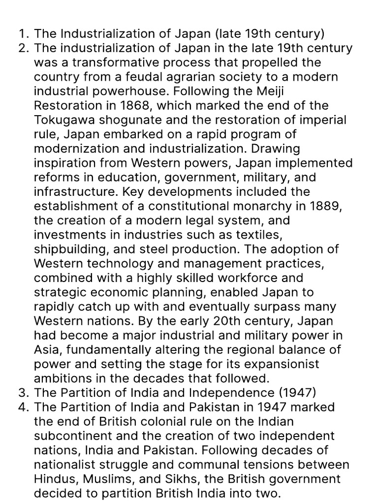 The Industrialization of Japan (Late 19th Century) | PDF