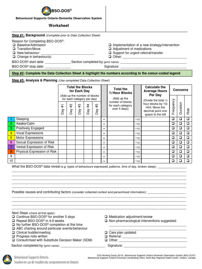 BSO-DOS Data Collection Guide | PDF | Behavior | Clinical Medicine