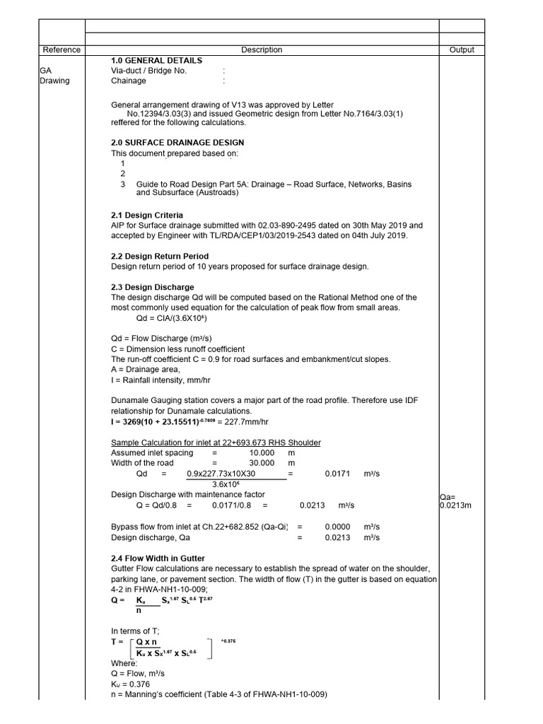 Design Calculation Sheet-VD3-Extension | Download Free PDF | Drainage ...