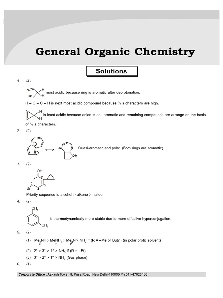 General Organic Chemistry - Solution | PDF | Isomer | Conformational Isomerism
