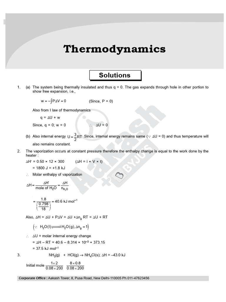 Thermodynamics Practice Guide | PDF | Thermodynamics | Applied And ...