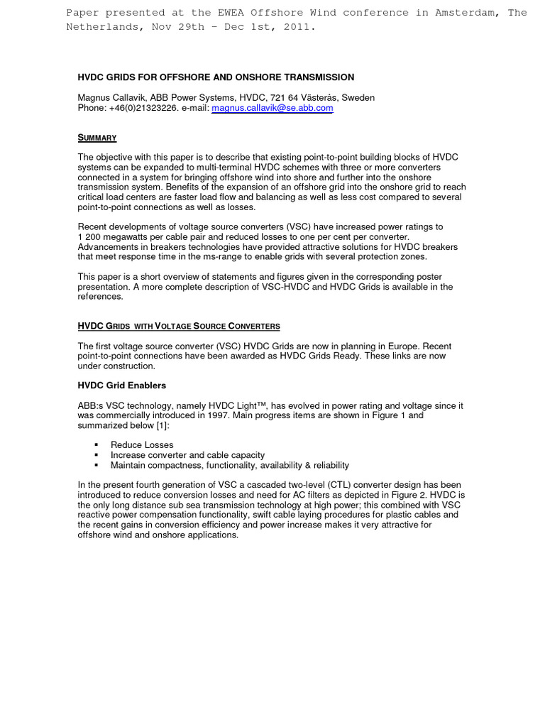 HVDC Grids For Offshore and Onshore Transmission | PDF | High Voltage ...