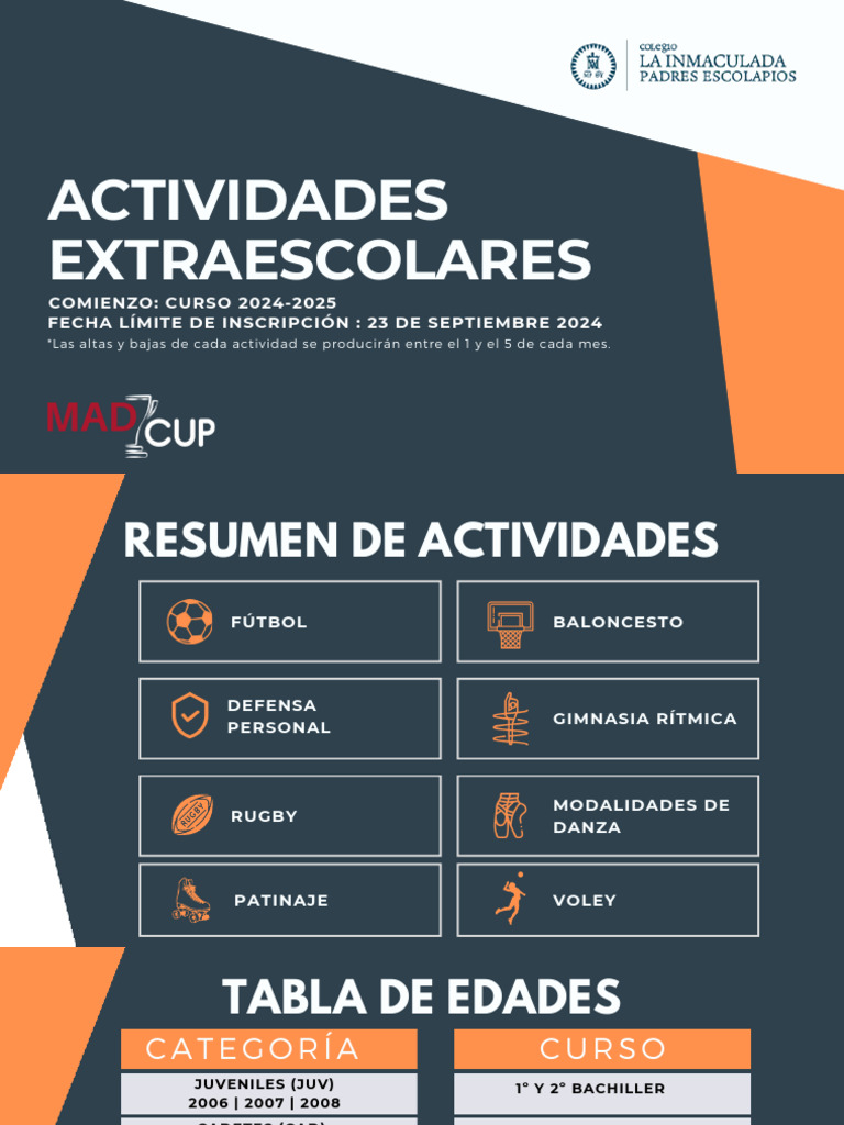 Actividades Extraescolares Getafe 2024-2025 | PDF | Deportes ...