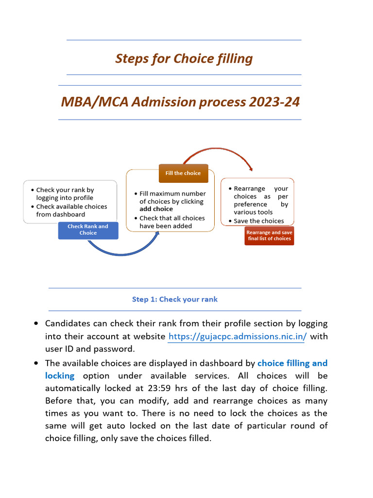 Steps For Choice Filling Mba Mca2023 Acpc | PDF | Computing | Software