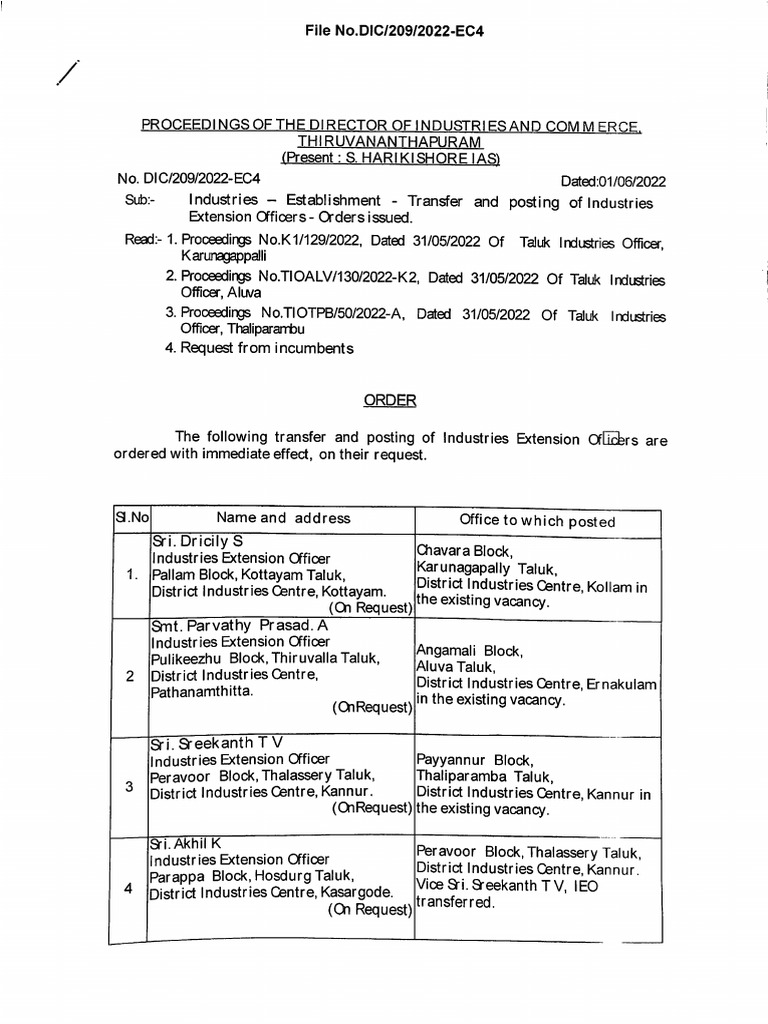 Transfer and Posting of Ieo | PDF