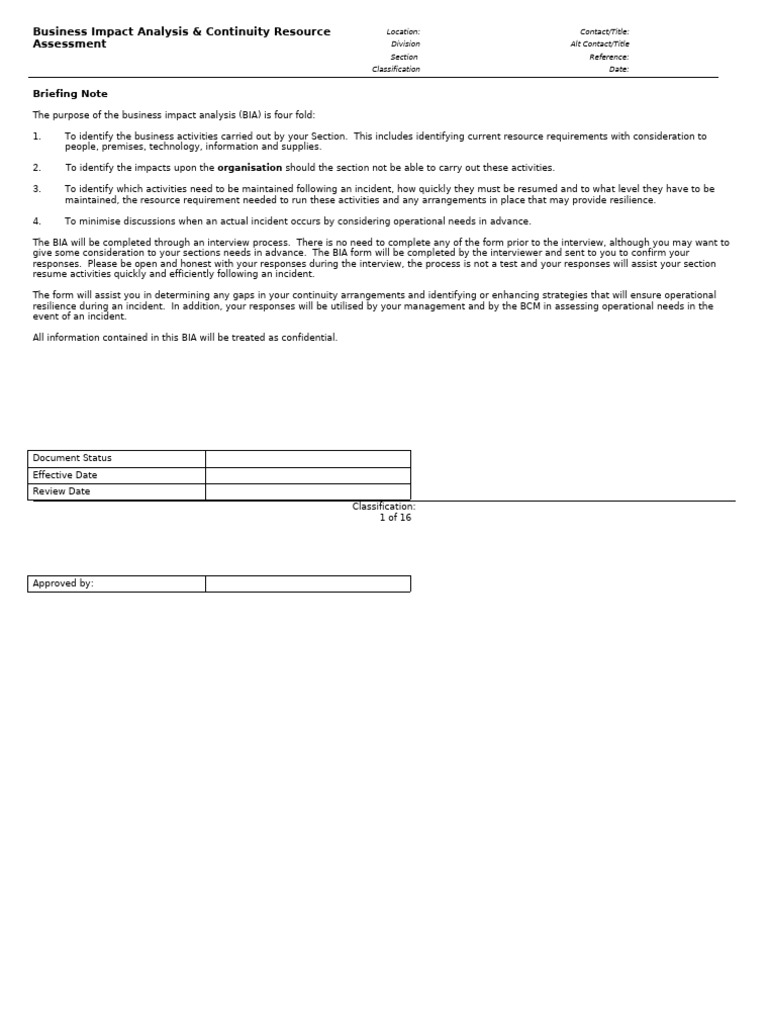 FMS BIA Template | Download Free PDF | Business