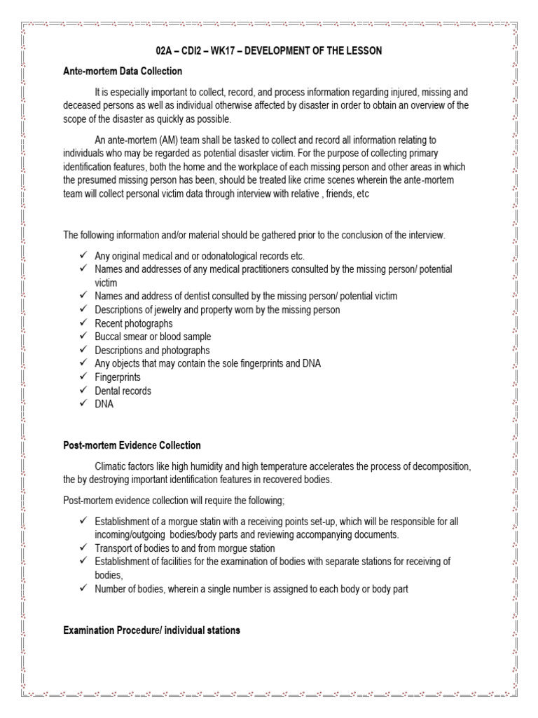 Disaster Victim Identification Process | PDF | Witness | Evidence