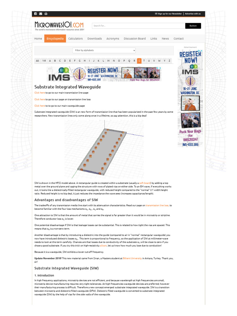 Substrate Integrated Waveguide | PDF | Transmission Line | Electromagnetic Radiation
