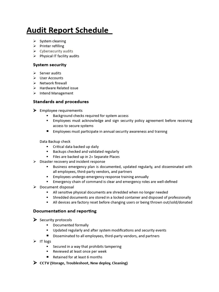 Audit Report Schedule | PDF | Computer Security | Security