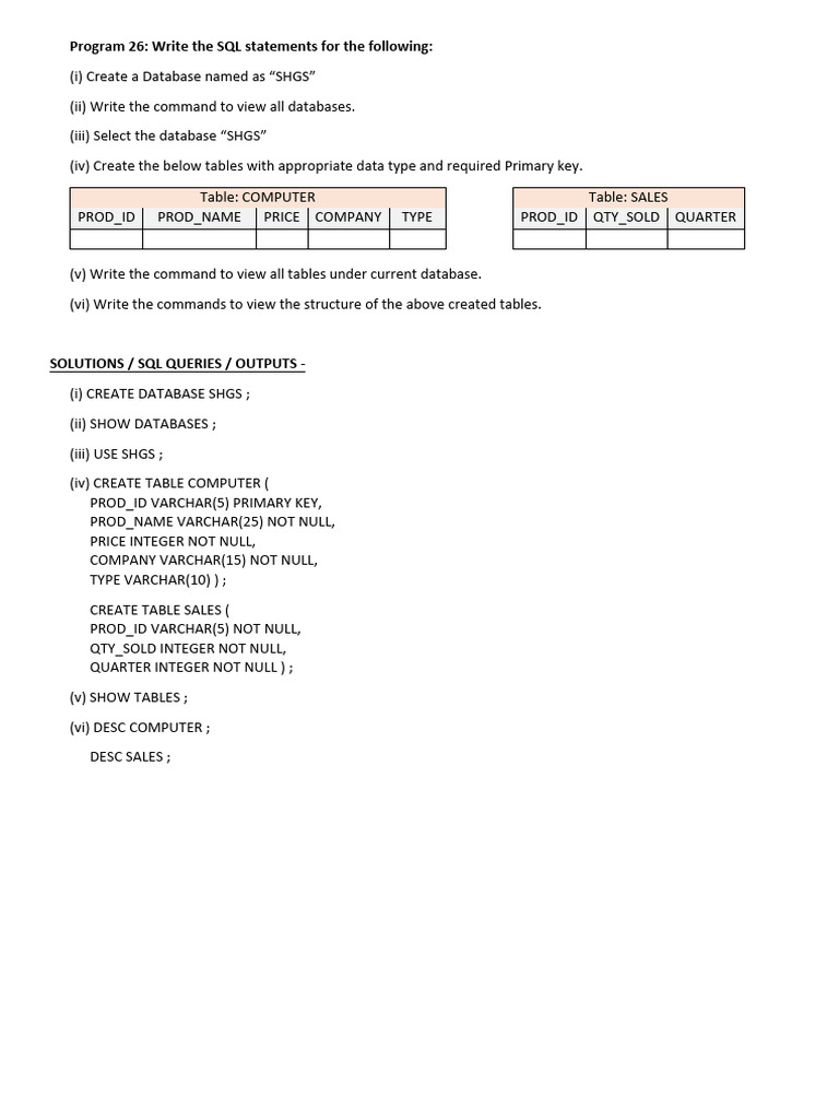 SQL Database and Table Operations | PDF | Databases | Table (Database)