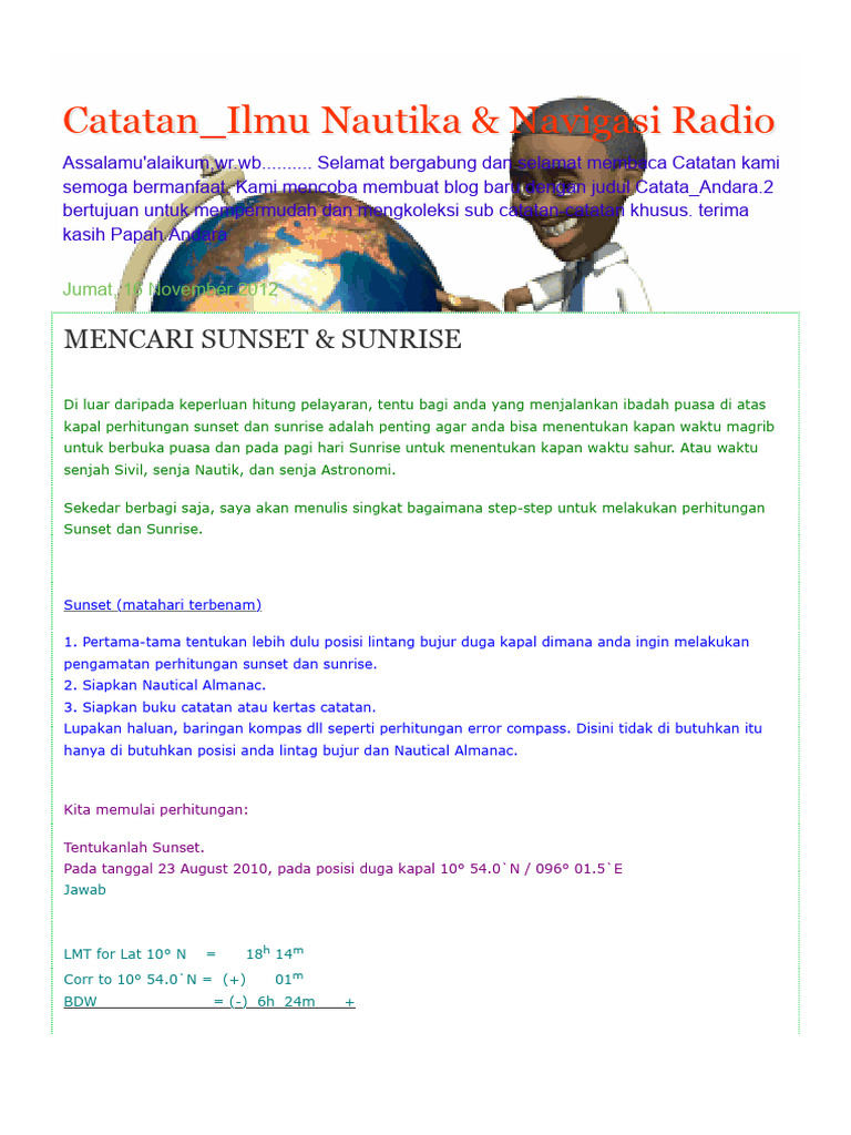 Hitung Sunrise Sunset | PDF