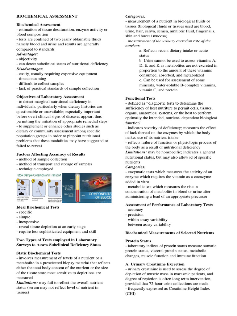 Biochemical Assessment of Nutritional Status | PDF | Vitamin C | Vitamin