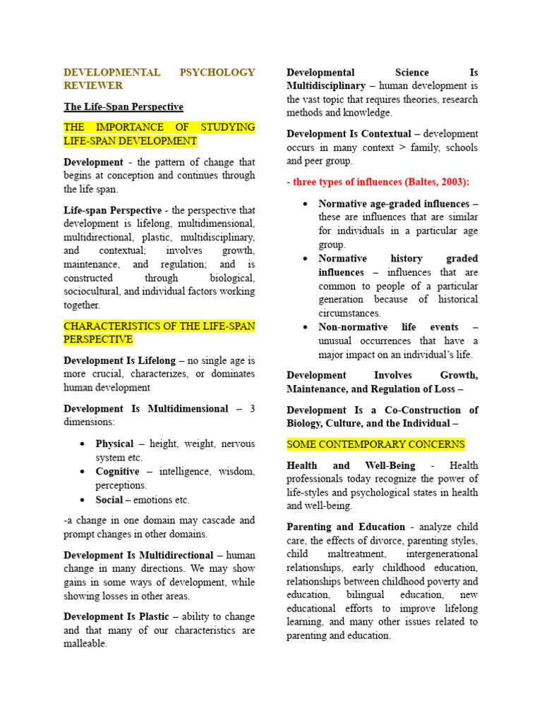 Developmental Psychology Reviewer Chapter 1 3 | PDF | Prenatal ...