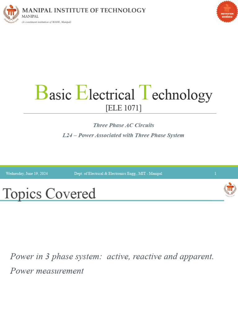 Power Measurement in Three Phase Circuits | PDF | Ac Power | Materials ...
