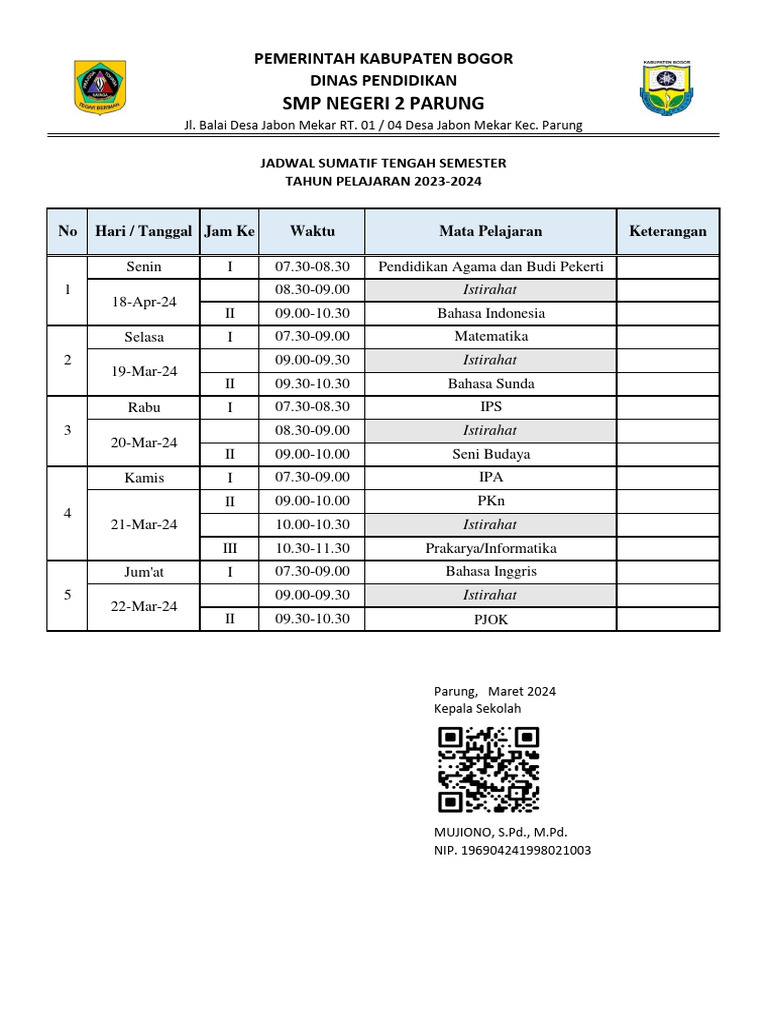 Jadwal STS Genap 2024 | PDF