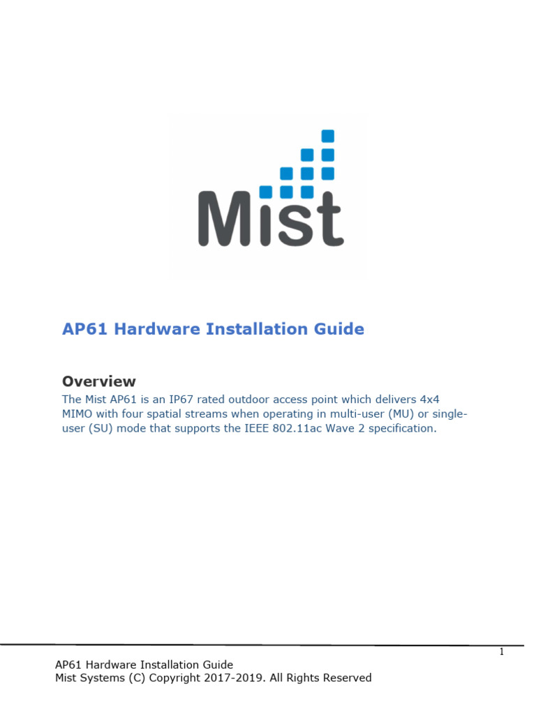 AP61 Mist Installation Guide v6 | PDF | Electromagnetic Interference ...