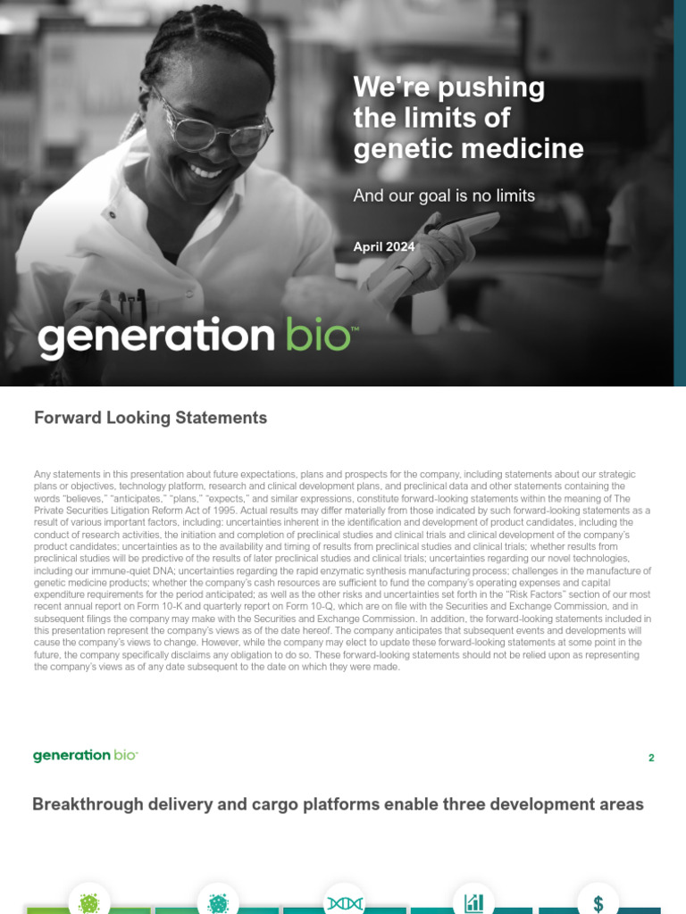 FINAL GBIO Investor Presentation Vapr'24 | PDF | Hematopoietic Stem ...