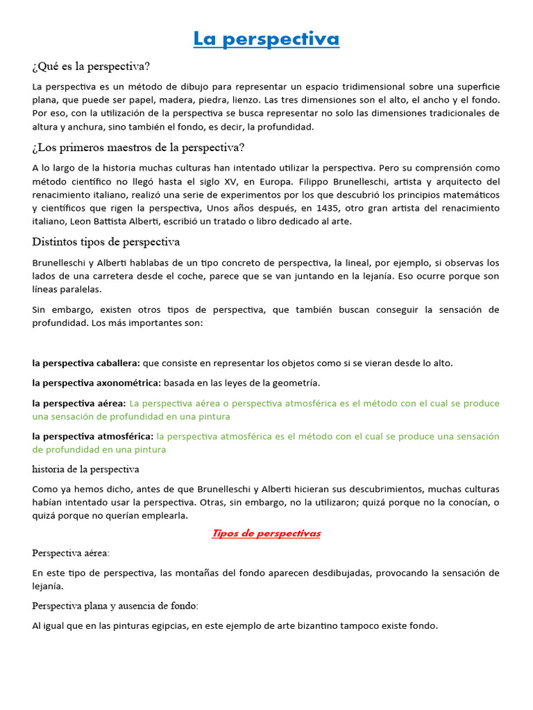 La Perspectiva | PDF | Perspectiva (Gráfica) | Las artes