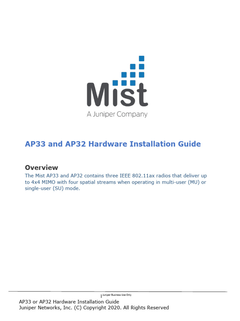 AP33AP32-Mist-Installation-Guide-v13 | PDF | Ieee 802.11 | Wi Fi