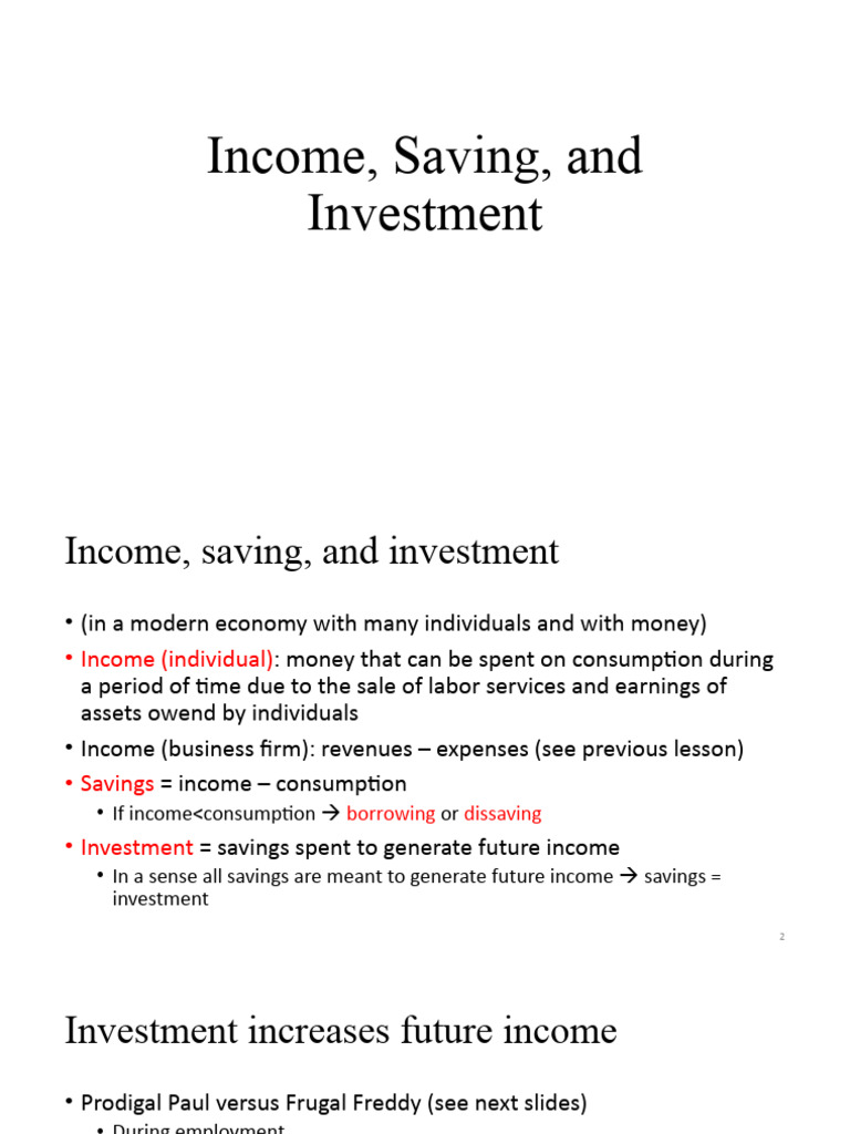 Income, Saving and Investment | PDF
