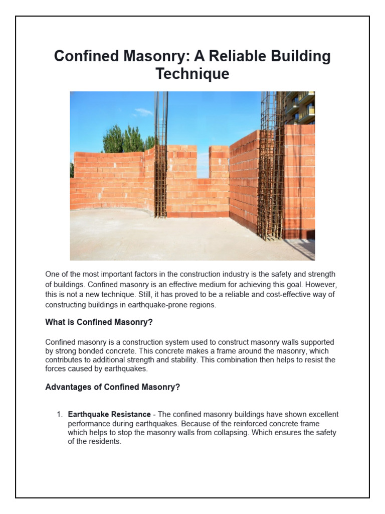 Confined Masonry Blog | PDF | Masonry | Concrete