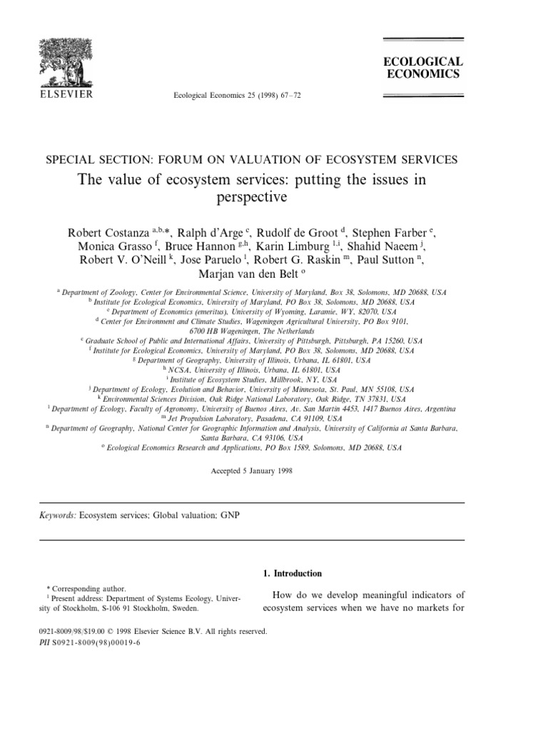 The Value of Ecosystem | PDF | Prices | Valuation (Finance)