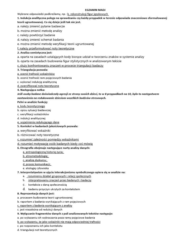 Egzamin Metodologia Rubacha | PDF