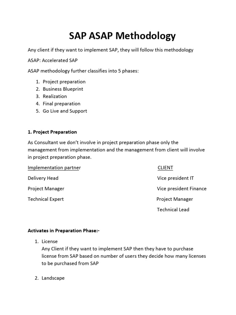 SAP ASAP Methodology | PDF | Server (Computing) | Consultant