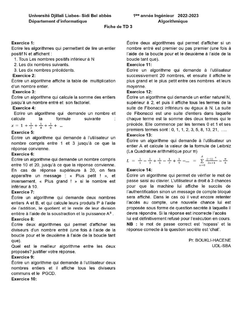 Excercices TD3 | PDF